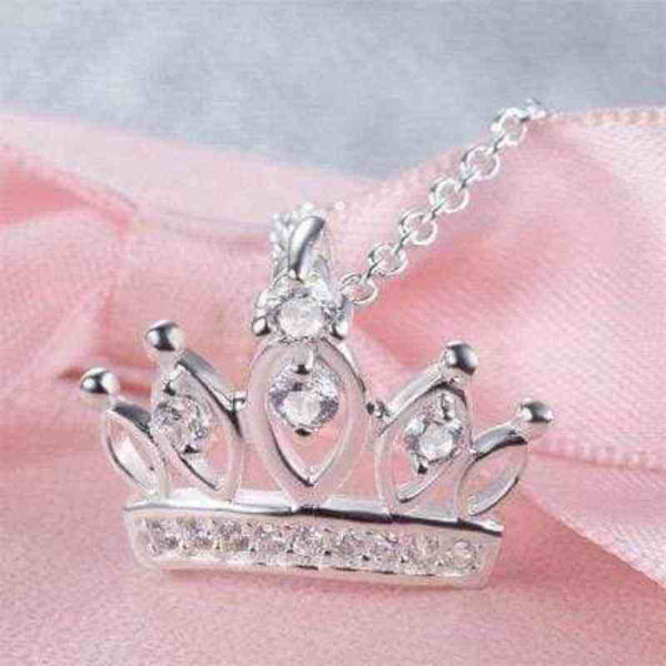 Princess Crown Solid 925 Sterling Silver Necklace - The Sparkle Place
