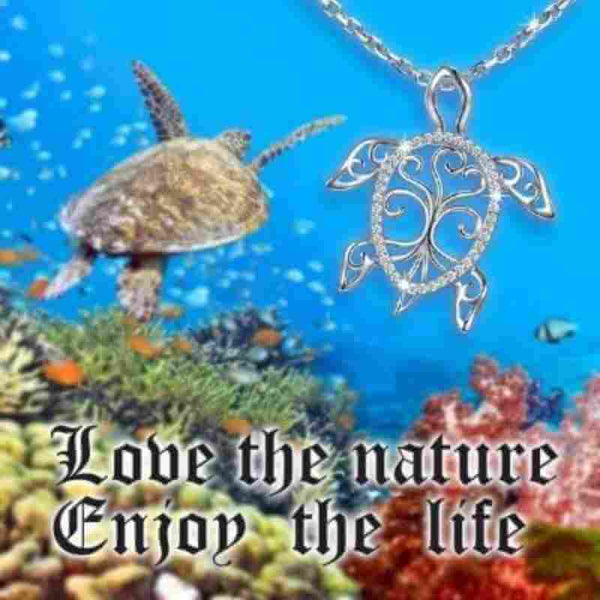 Sea Turtle Tree of Life 925 Sterling Silver Pendant Necklace - The ...